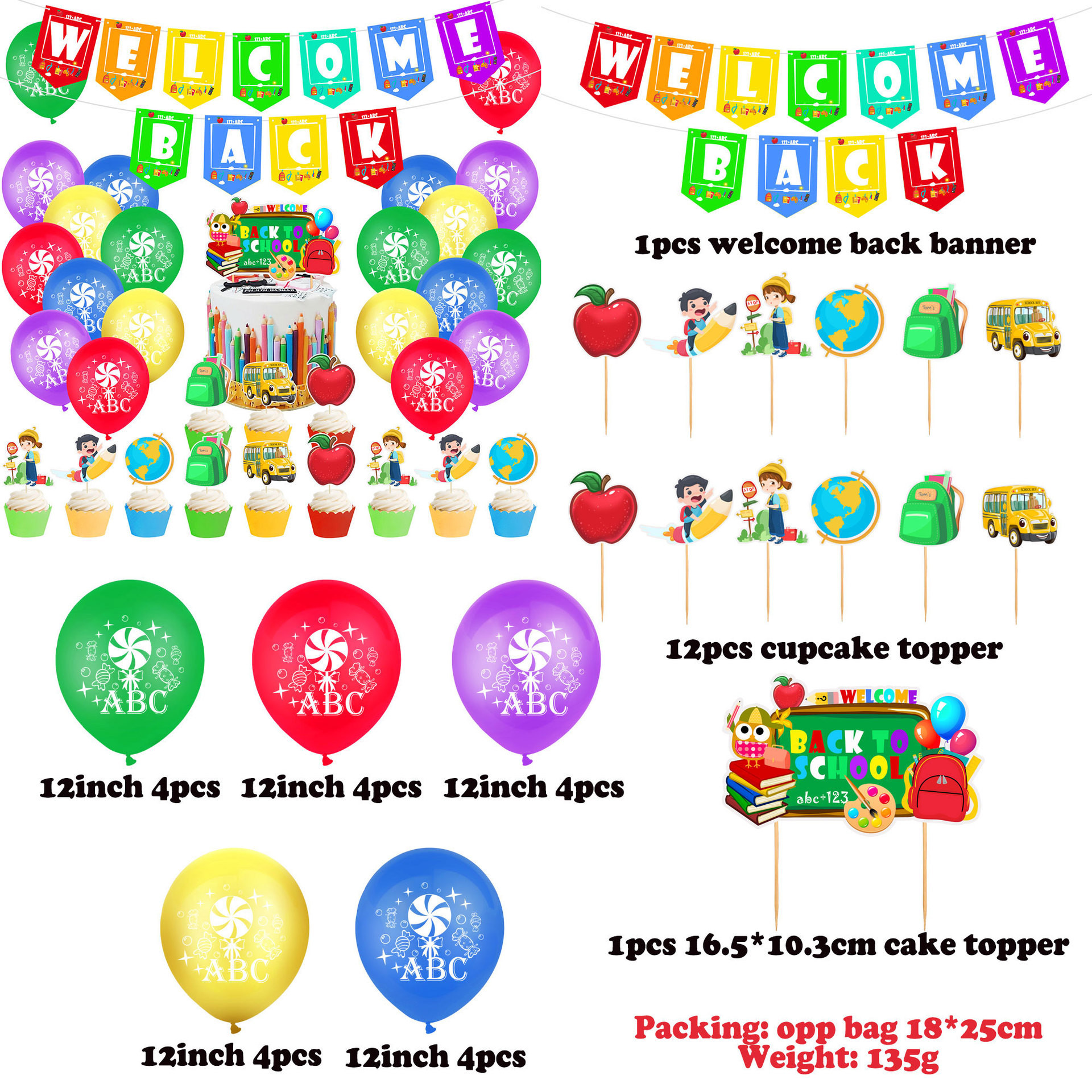 Buy Welcome Back Party Supplies Cake Topper Banner Balloon Set For Back ...