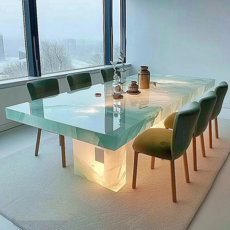 Buy Custom Pink Translucent Onyx Backlit Dining Table | Back Lighted ...