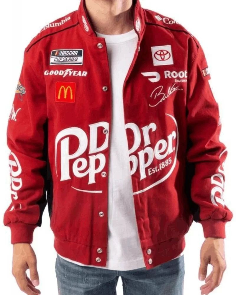 Buy Red Cotton Dr. Pepper Racing Jacket from TREX international co ...