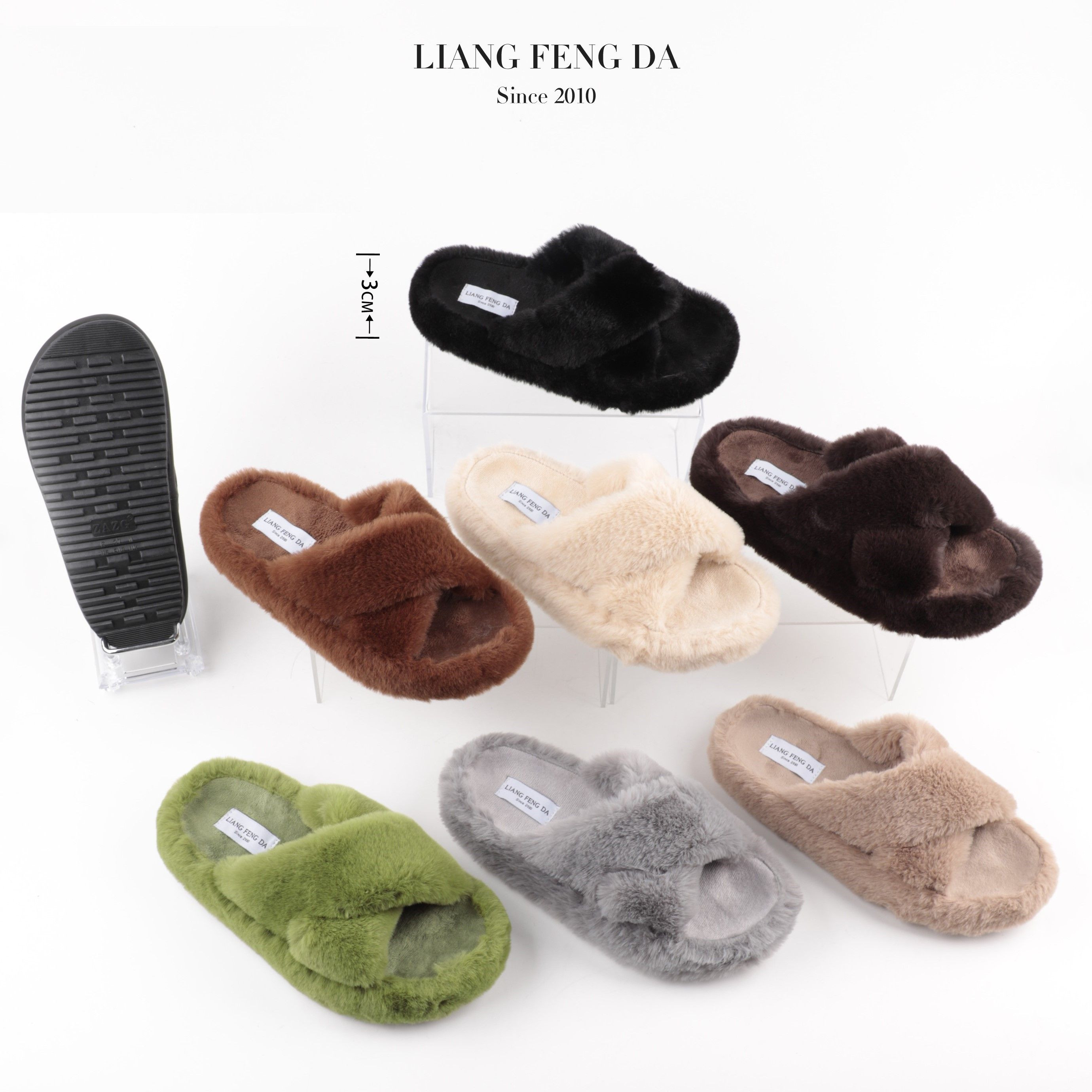 Buy Women's Fuzzy Slippers Cross Band Memory Foam House Slippers Open ...