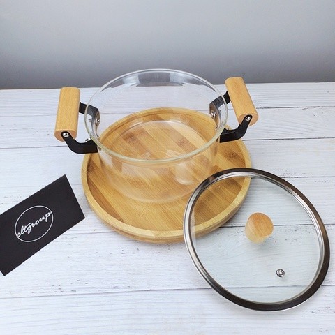 Buy 3.5l/4.5l Handmade Heat Resistant Pyrex Glass Cooking Pots With ...