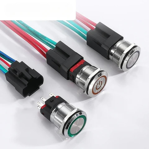 Buy 3v-6v Big Current 10a Momentary Illuminated Ring Led Metal Push ...