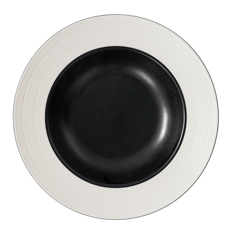 Buy Black And White Double Color Straw Hat Plate Soup Pasta Western ...