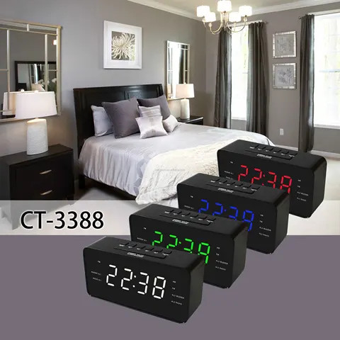 Buy Ct-3388 1.2" Red Led Fm Pll 10 Preset Radio Stations Dual Alarm ...