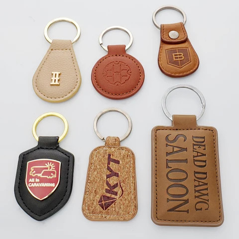 Buy Custom Embossed Leather Logo Keychain Men Women High Quality ...