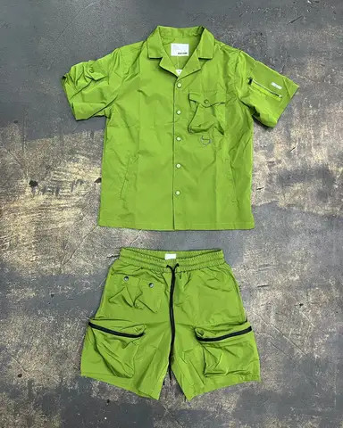 Buy Custom Windbreaker Short Jacket Set Cargo Zip Up Nylon Polyester ...