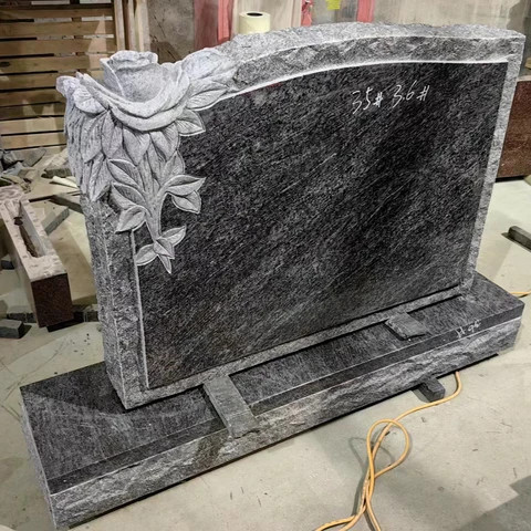 Buy Customized Unique Design Grey Black Stone Granite Grave Headstone ...