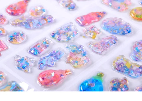 Buy Kids Craft Water Fill Stickers 3d Cartoon Gold Foil Stickers Kawaii ...