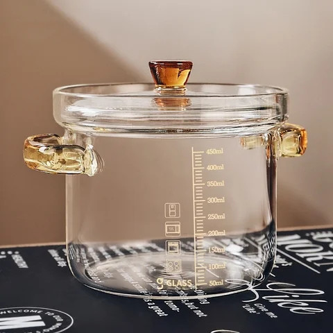 Buy New Design Clear High Borosilicate Glass Cookware Cooking Pot Heat ...