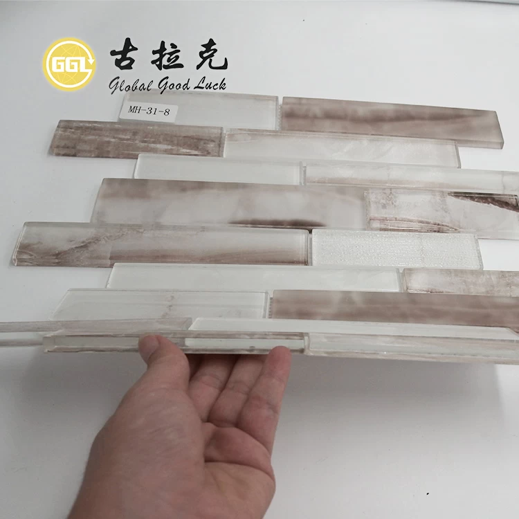 Buy Random Long Strips Kitchen Backsplash Tile Glass Mosaic from Xiamen ...