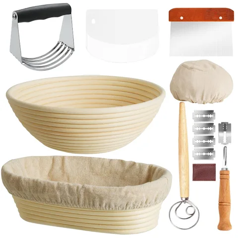 Buy Sourdough Bread Baking Set Wide Mouth Starter Basket Kit Sourdough ...