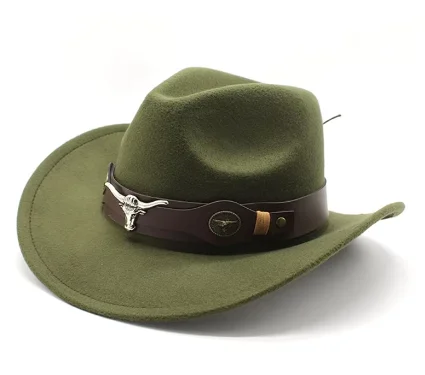 Buy Womens And Mens Fashion Western Cowboy Hat Riding Hat Woolen Felt ...