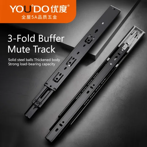 Buy Youdo 45mm Soft Close Drawer Slide 3-fold Hydraulic Ball Bearing ...