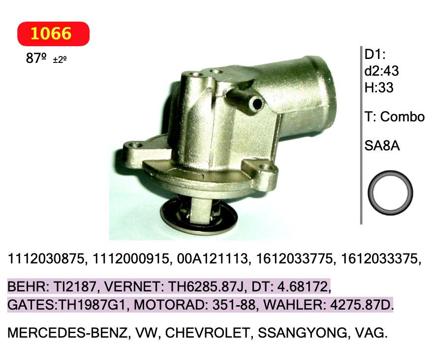 Buy Thermostat For Mercedes-benz, Vw, Chevrolet, Ssangyong, Vag ...