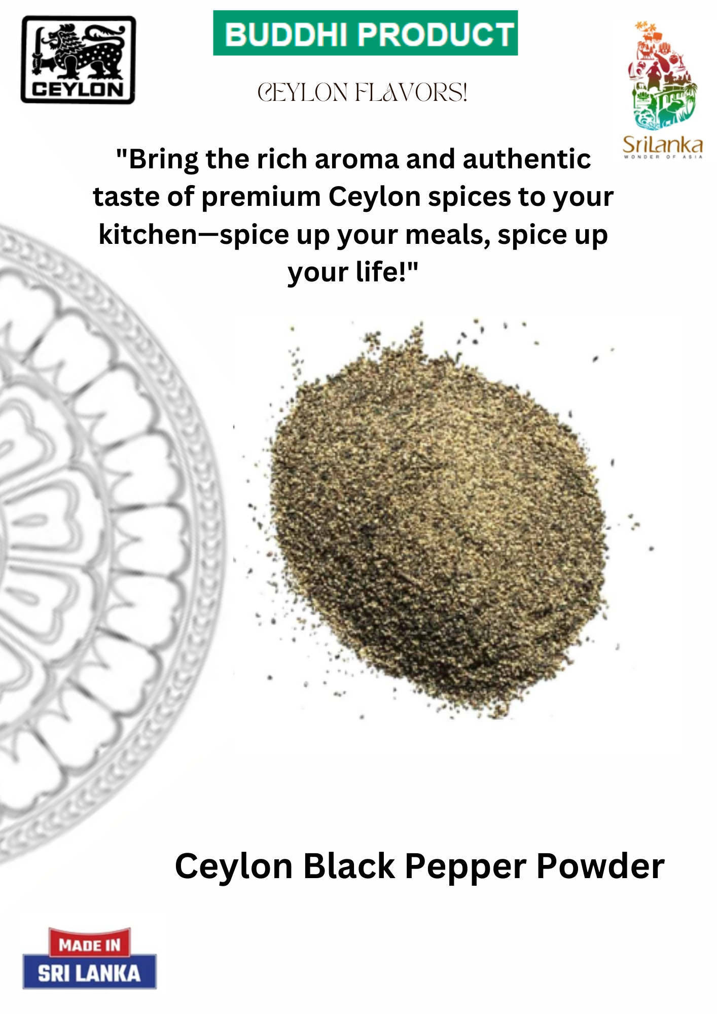 Buy Premium Ceylon Black Pepper Powder – 100% Natural And Authentic Spices from Buddhi Product ...