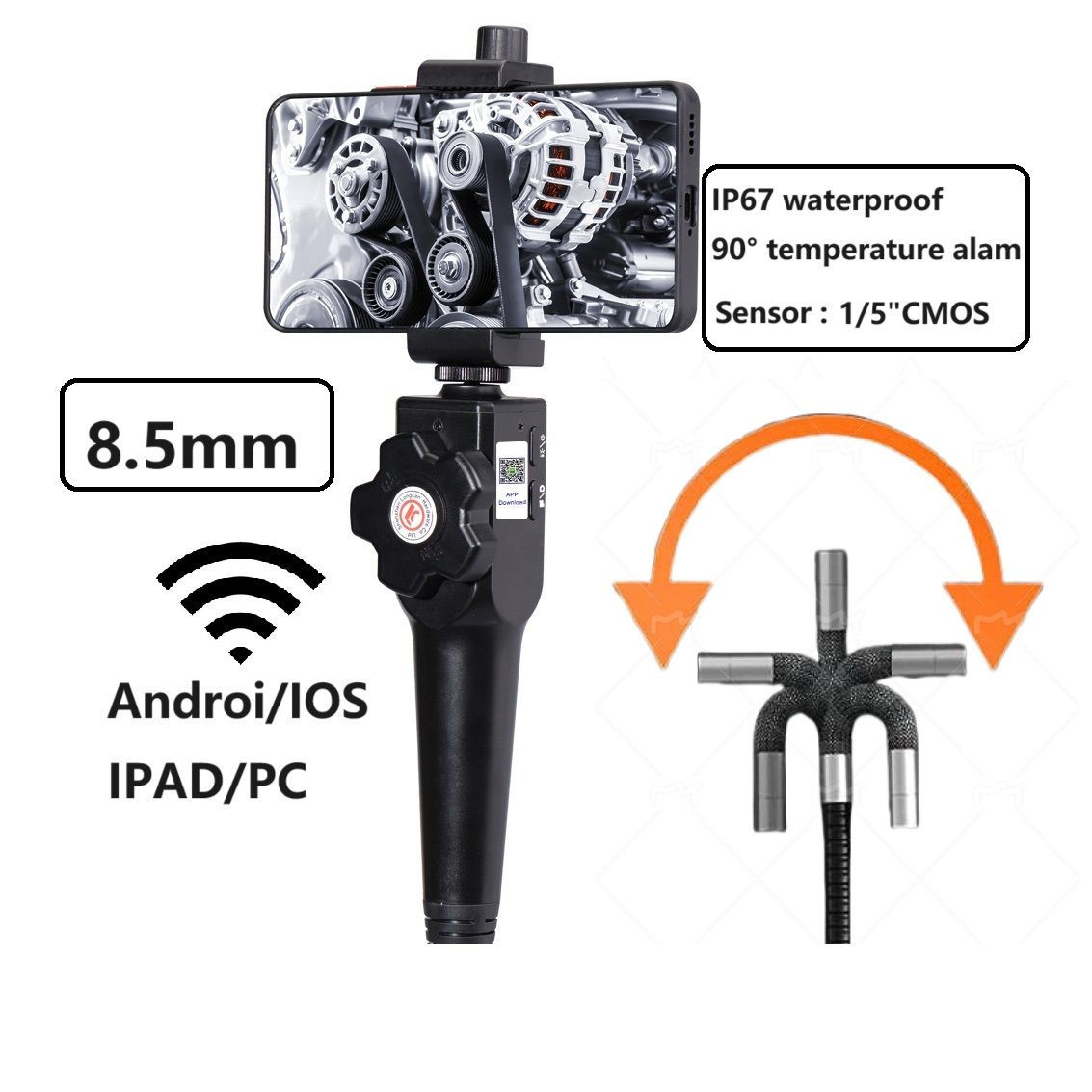 Buy Flexible Endoscope Camera 8.5mm With Usb, Suitable For Android And ...