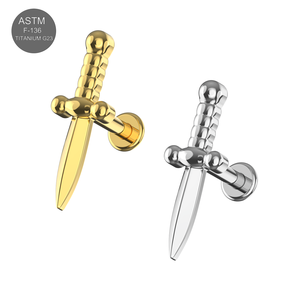 Buy Implant Grade Titanium Internally Threaded Labret Stud With Dagger ...