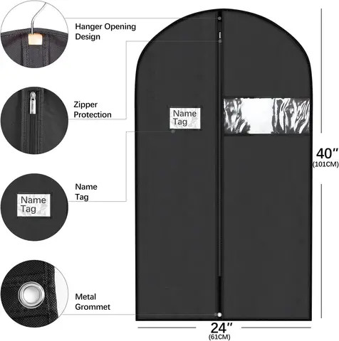 Buy Custom Cloth Black Hanging Dress Garment Suit Cover Garment Travel ...