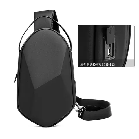 Buy Custom Logo Hard Shell Chest Bag Usb Charging Fashion Crossbody ...