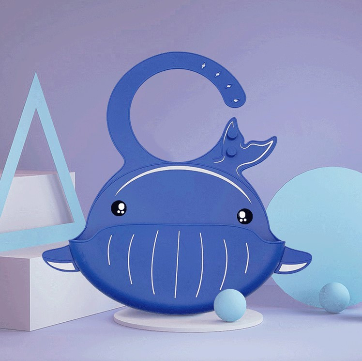 Buy Cute Baby Wear Custom Blue Whale Silicone Waterproof Infant Drool ...