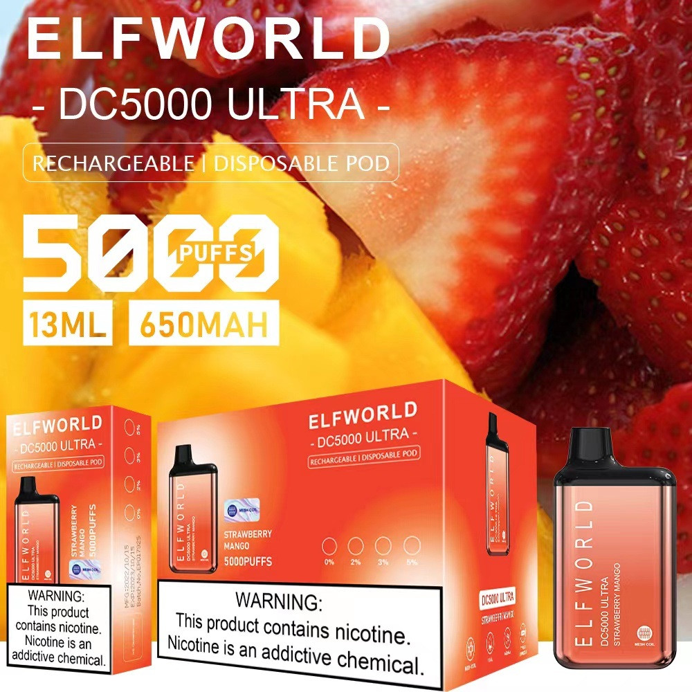 Buy Elfworld 5000 Puffs Disposable Pod Super Pod Box Disposable Vape ...