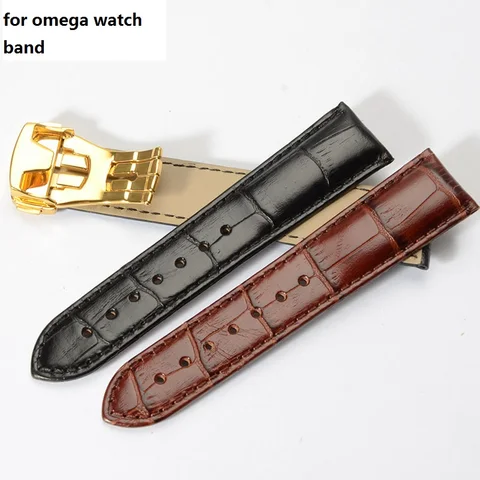 Buy Genuine Leather Watch Band Metal Clasp Strap For Omega Style Watch ...