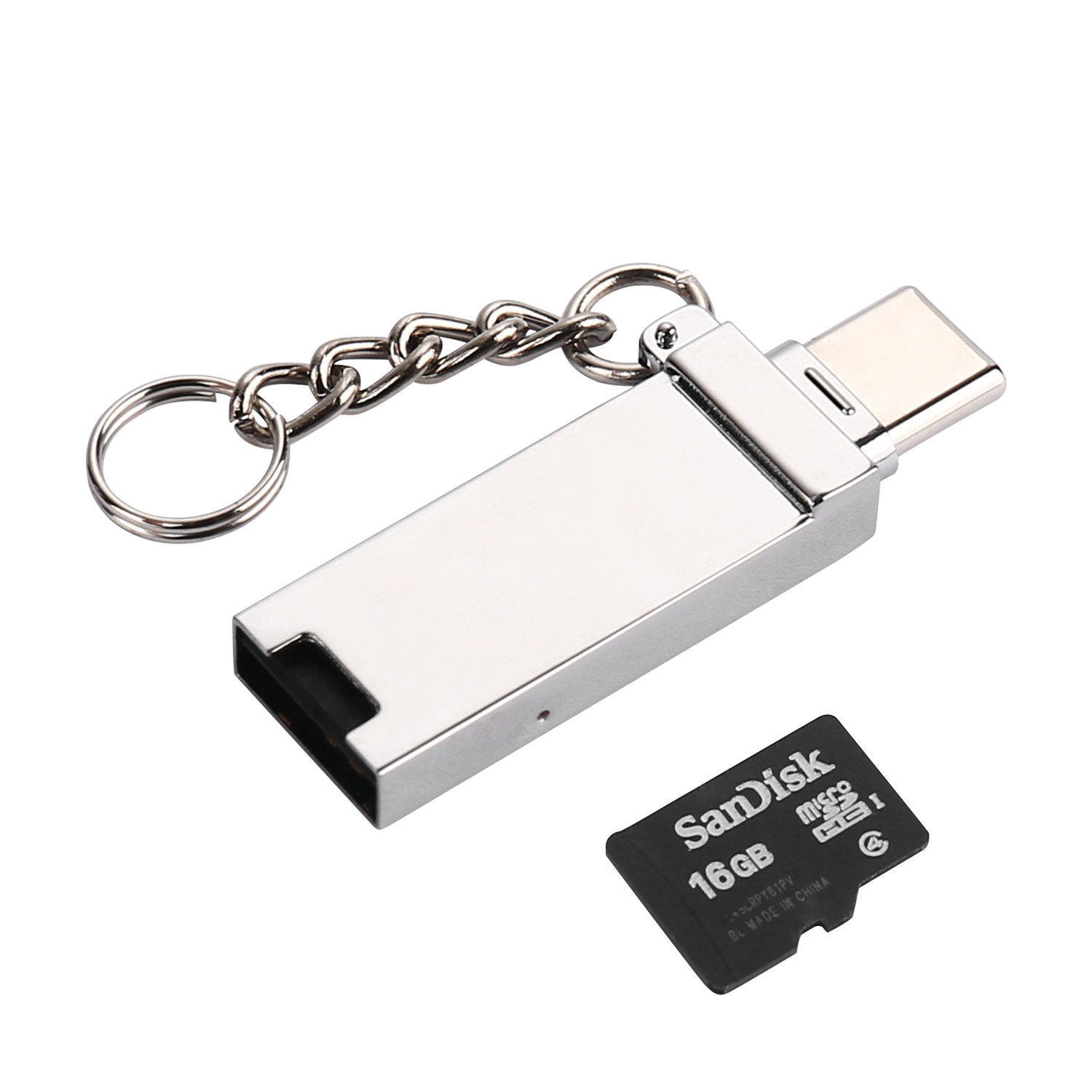 Buy Keychain Portable Otg 2 In 1 Card Reader For Type C &usb A ...