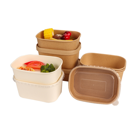 Buy Kraft Rectangular Square Paper Container Square Paper Bowl With Lid ...
