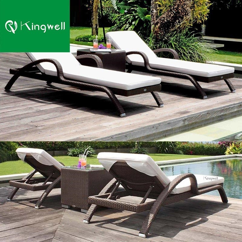Buy Modern Chaise Lounge Swimming Pool Chairs Beach Padded Rattan Sun ...
