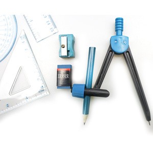 Buy Pencil, Eraser, Protractor, Sharpener, Ruler Squares Kit Metal ...