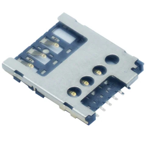 Buy Push Pull Smt Smd Right Angle Golden 6 Pin Micro Sim Card Connector ...