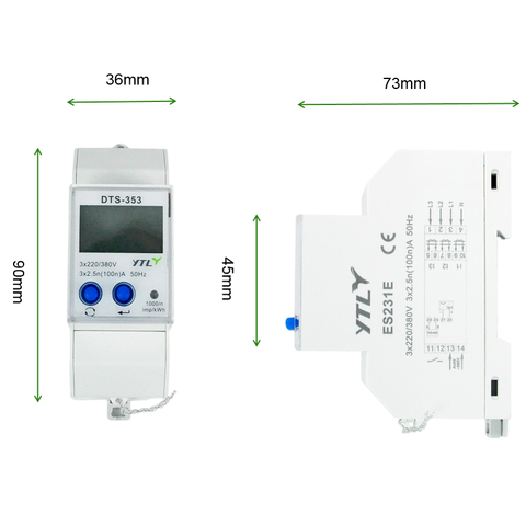 Buy Smallest 3 Phase Energy Meter Rs485 And Modbus Din Rail ...