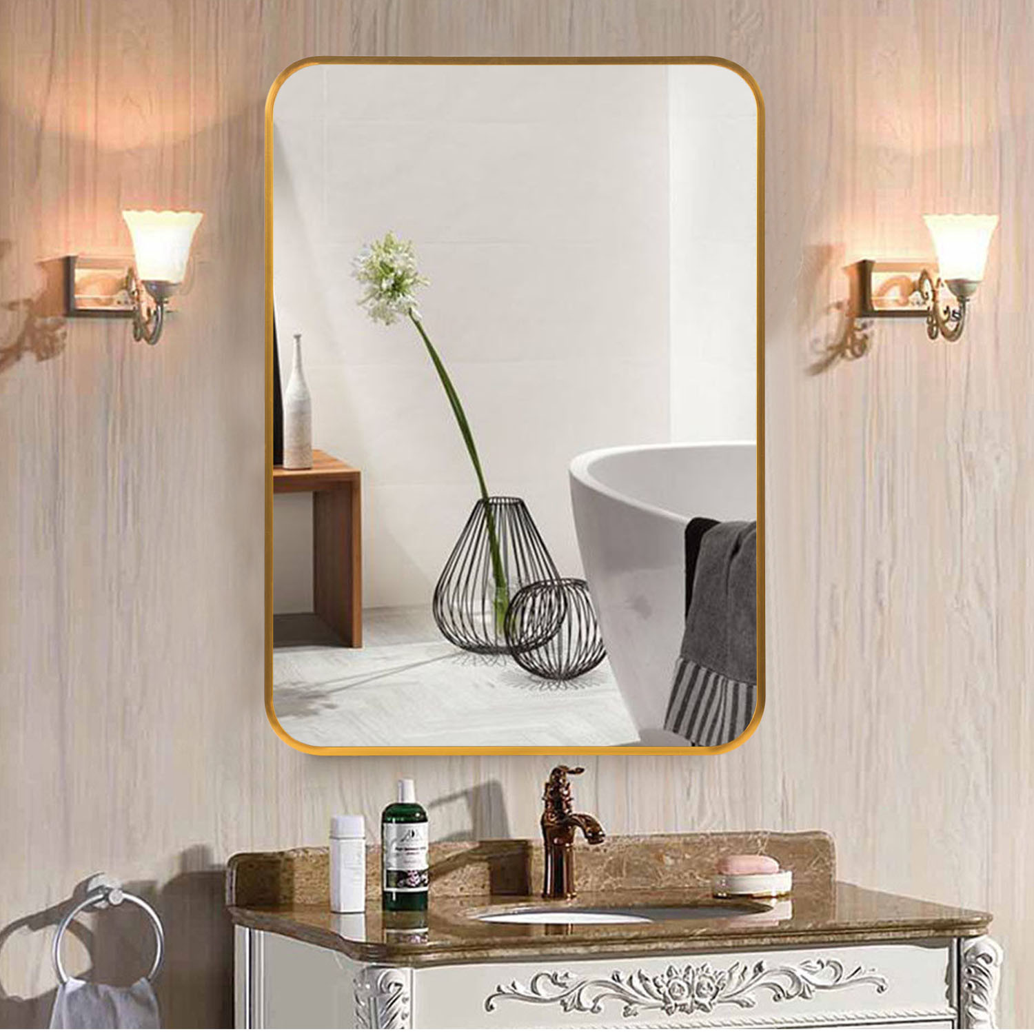 Buy Wide Purpose Dressing Mirror Rounded Corners Aluminum Alloy Frame ...