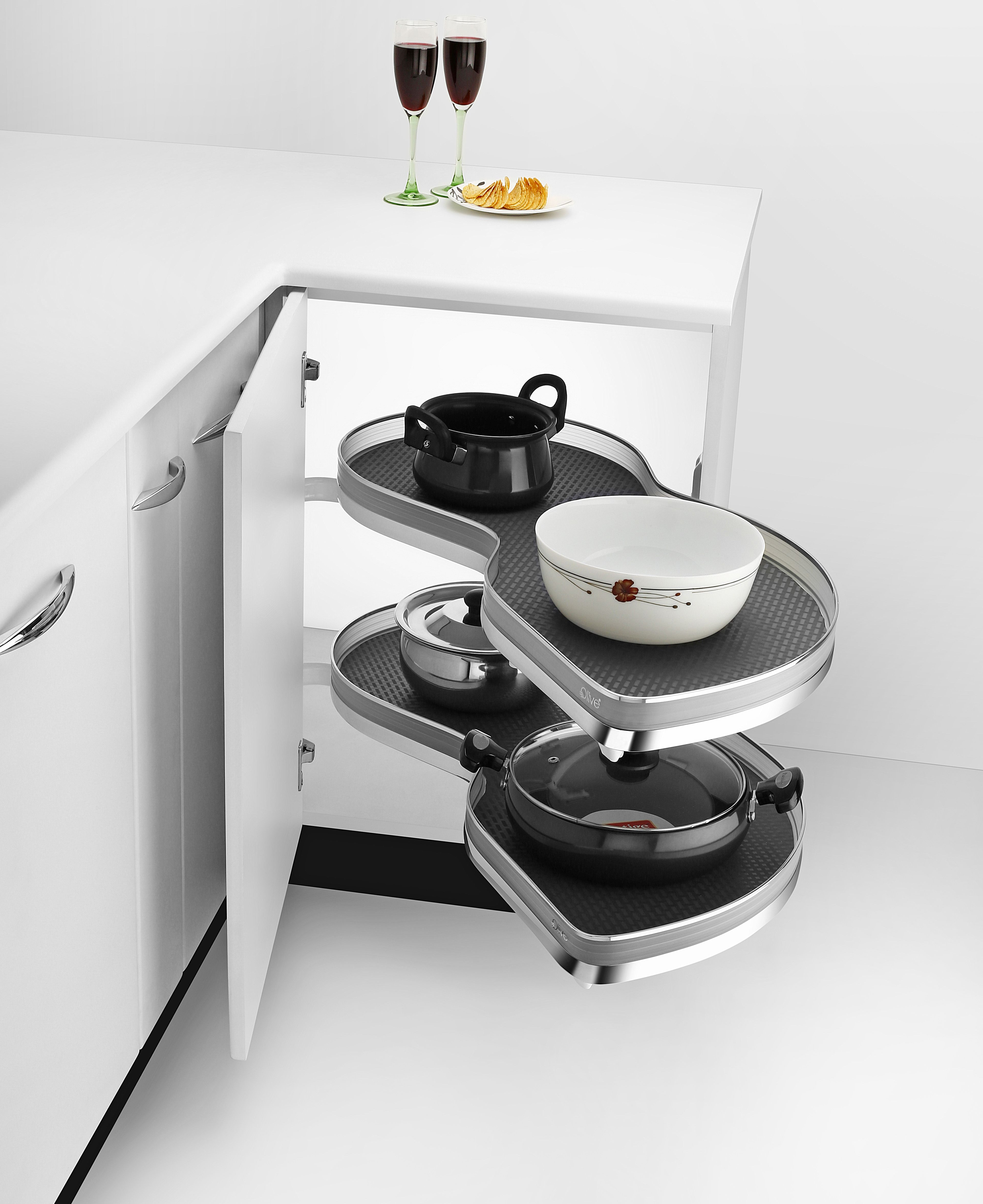 Buy Kitchen Corner Flying Saucer Pull Basket, Multifunctional Cabinet ...