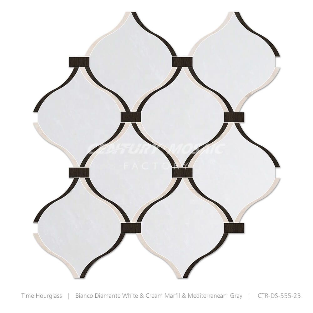 Buy Century Mosaic Time Hourglass Arabesque Marble Waterjet Mosaic Tile ...