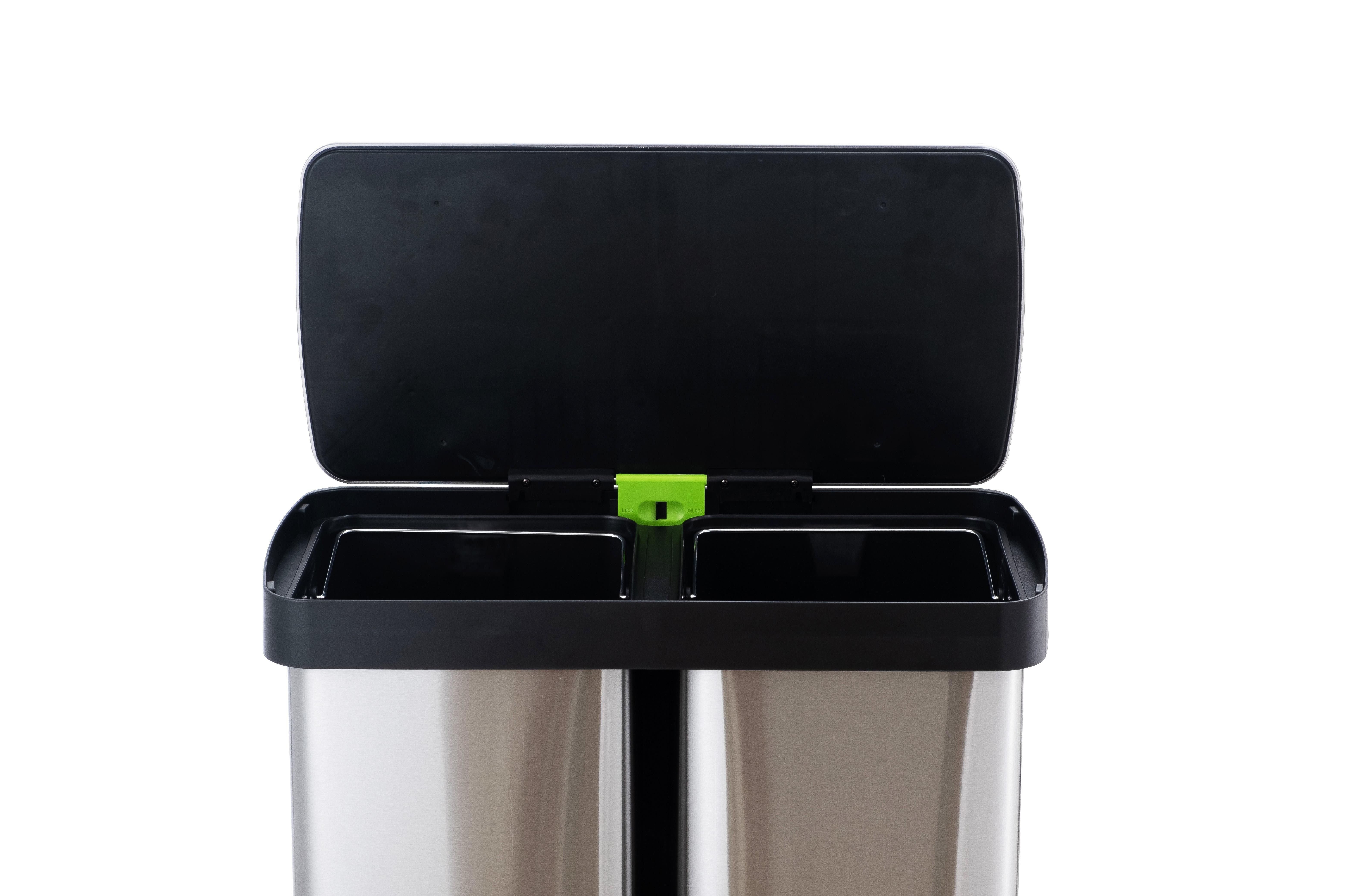Buy 60 Liters Dual-compartment Stainless Steel Recycle Bin/trash Can ...
