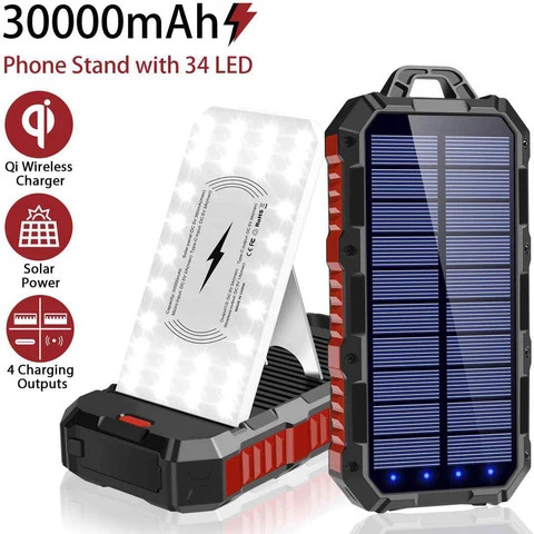 Buy 2024 Multifunction 30000mah Flashlight Solar Cell Wireless Bracket ...