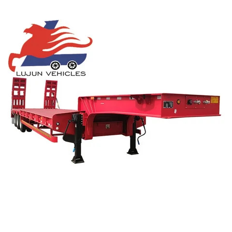 Buy 3 Axles Low Bed Semi Trailers 12m Flatbed Flat Bed Cargo Semi ...