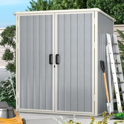 Buy 3x5 Ft Resin Outdoor Storage Shed Horizontal Wood And Plastic Frame ...