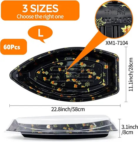 Buy Black Boat Shaped Takeaway Fruit Dessert Cookie Sushi Packaging Box ...