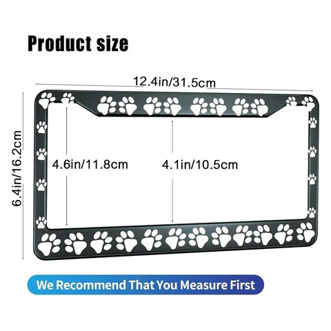 Buy Cat Dog Paw Print License Plate Frame Animal Footprints Metal ...