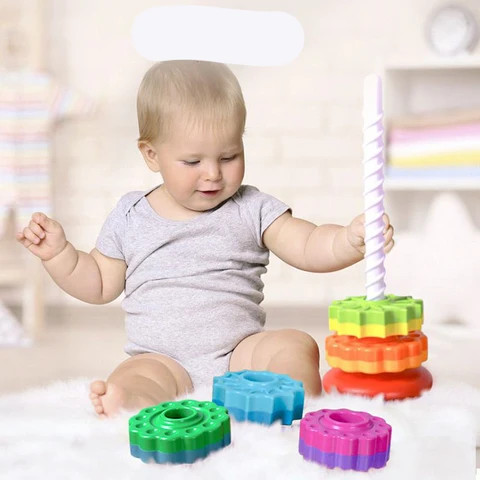 Buy Customized Rainbow Rotating Tower Toy Rotating Folding Joy Baby ...