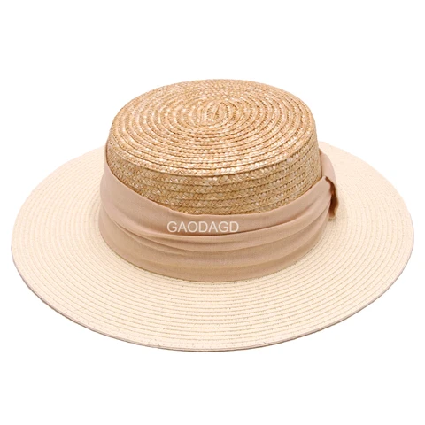 Buy D Fashion Elegant Simple Wheat Straw And Paper Braid Hat Wheat ...