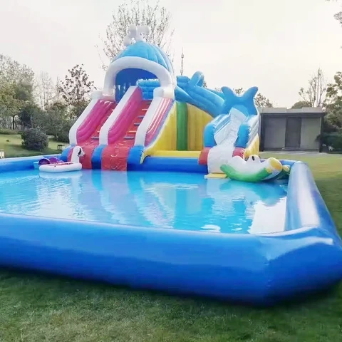 Buy Inflatable Water Slide Castle For Children Amusement Park, Swimming ...
