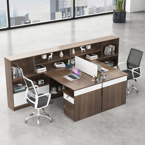 Buy Modern Two People Workstation With Glass Divider 3 Drawer Pedestal ...