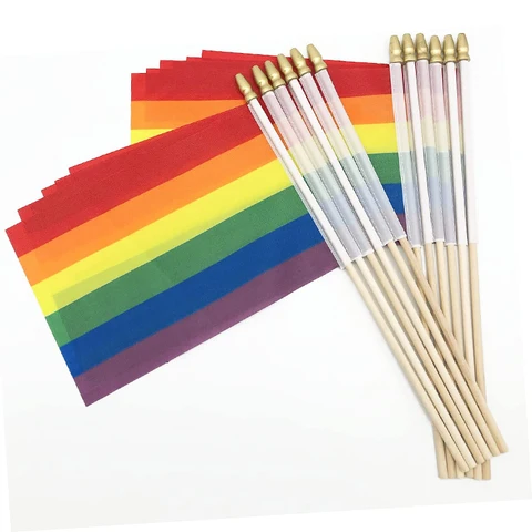 Buy Pennant Hand Waving Flag Wooden National Rainbow Color Strip Custom ...