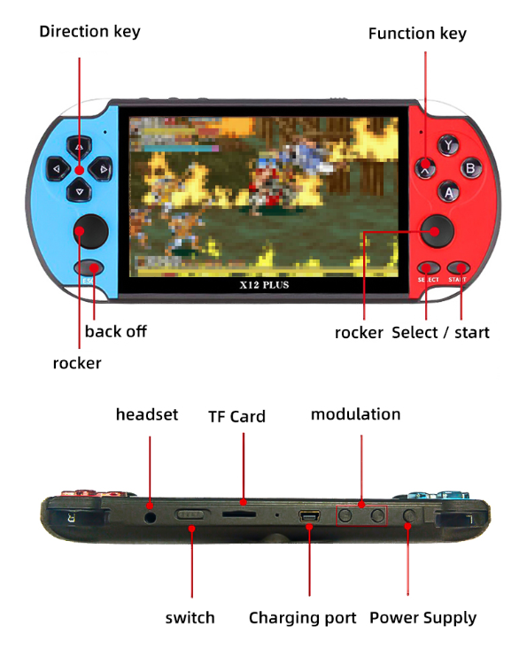Buy Portable X12 Plus 7.0 Inch Color Large Screen Handheld Game Console ...