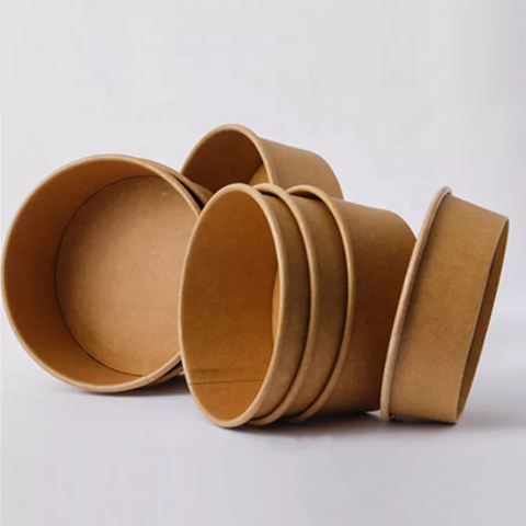 Buy Shallow Disposable Kraft Paper Bowl Packaging Cup Take Away Salad ...