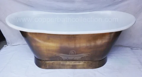 Buy Antique Design White Enamel Powder Coated Roll Top Brass Antique ...