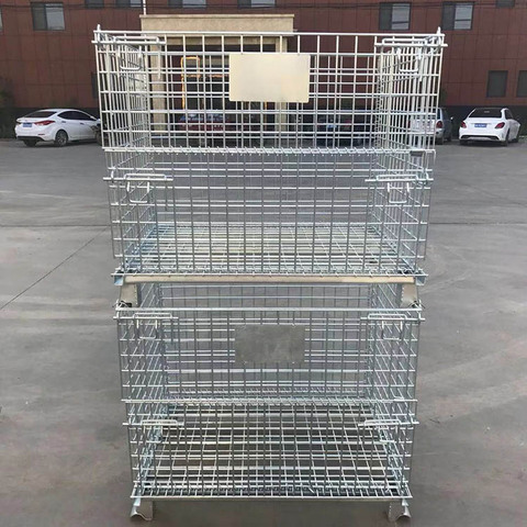 Buy Folded Metal Storage Cage Container Logistic Wire Mesh Basket Bulk ...